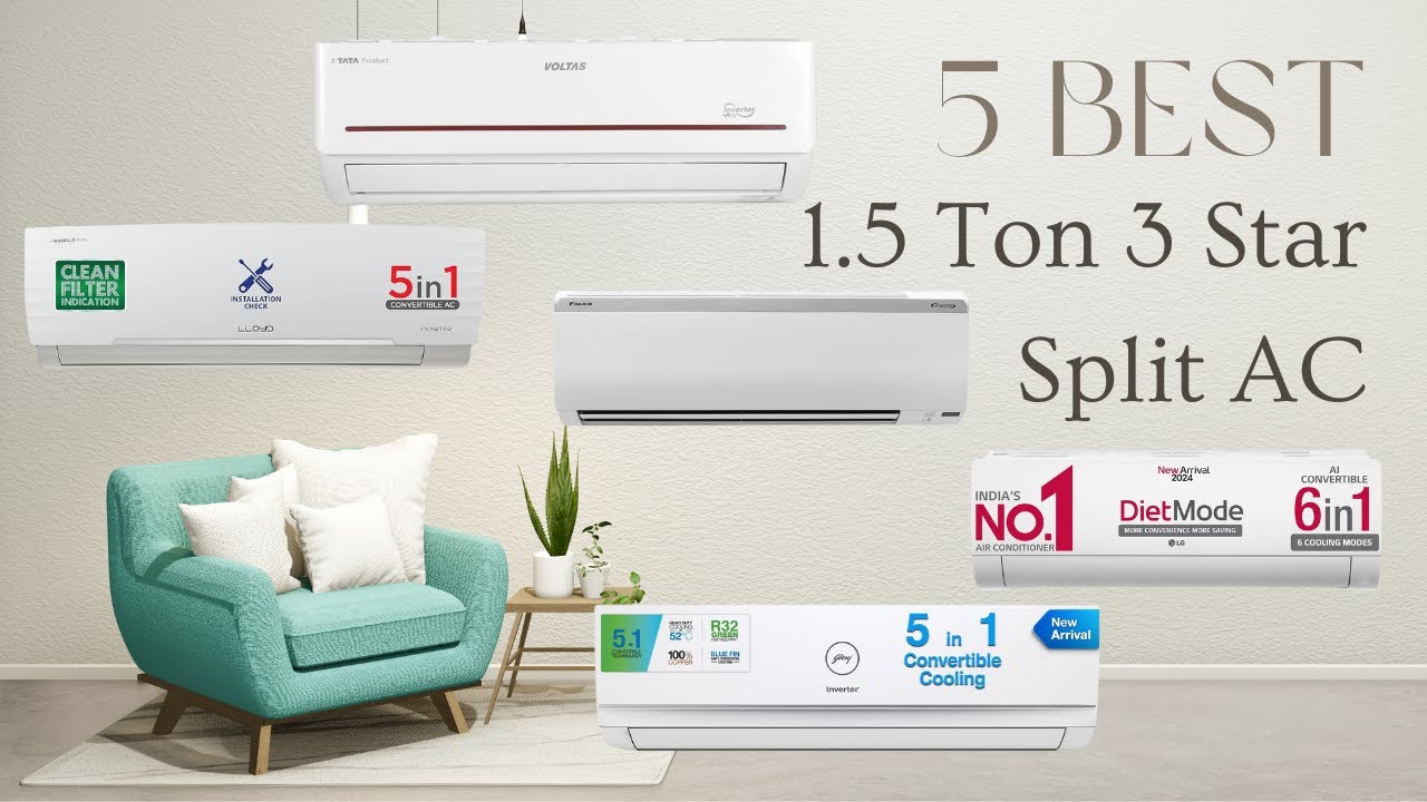 5 Best 1.5 ton 3 Star Split AC | Best Air Conditioners In India In 2024 ...