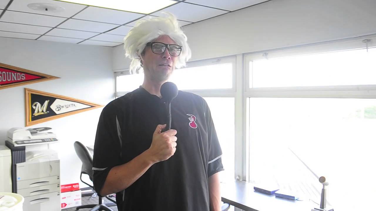 Sounds pitcher Tim Dillard does his best Harry Caray - YouTube