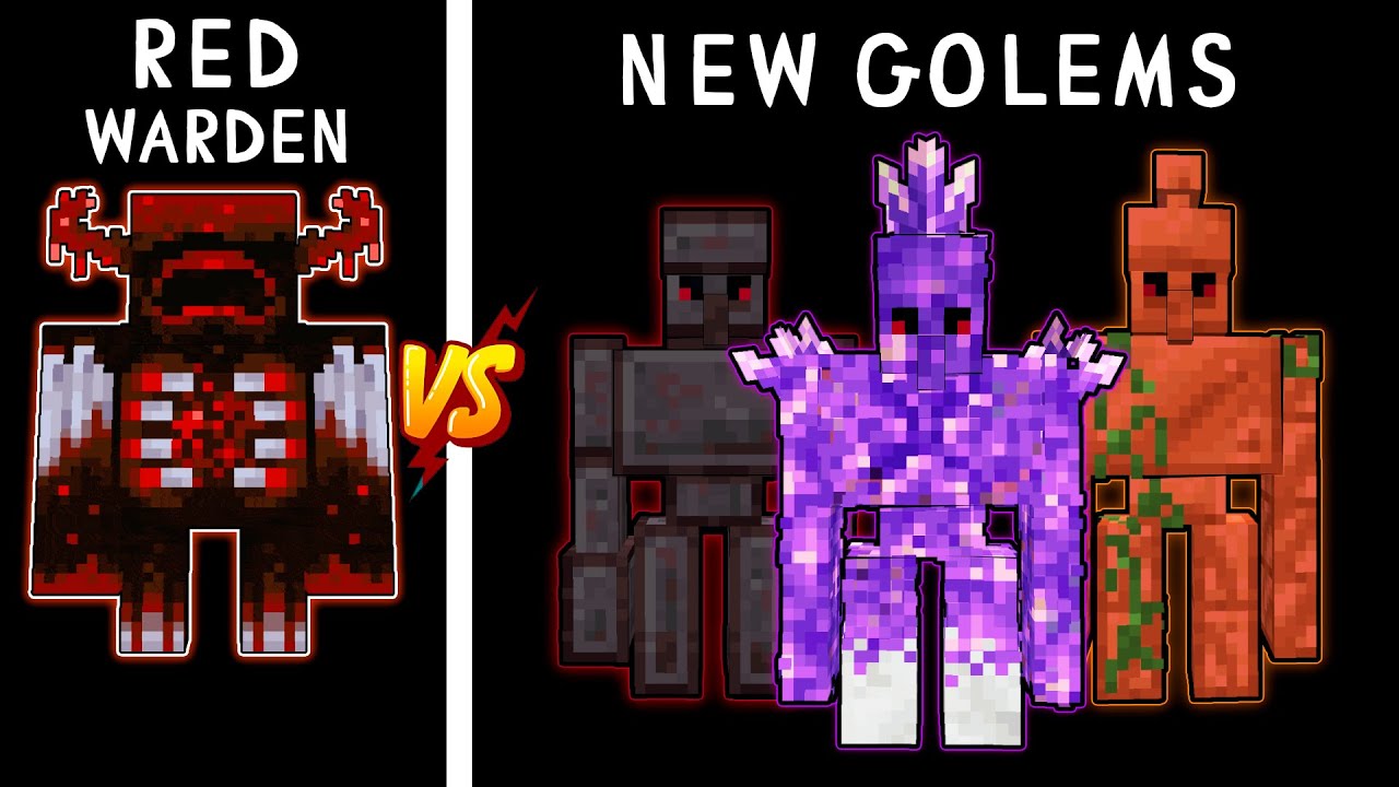 Minecraft - Red Warden vs NEW GOLEMS - Warden vs Golems - YouTube