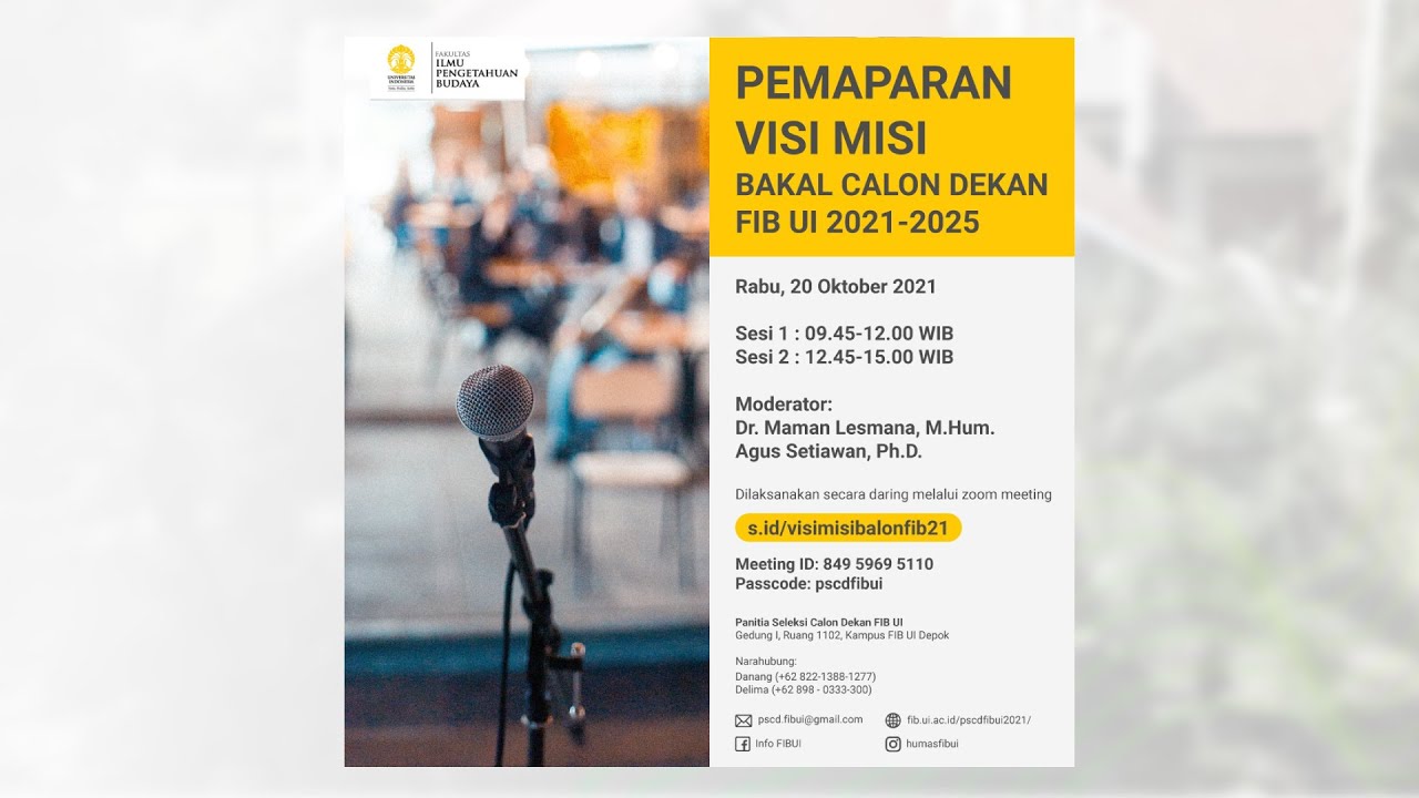 Pemaparan Visi Misi Bakal Calon Dekan FIB UI - YouTube