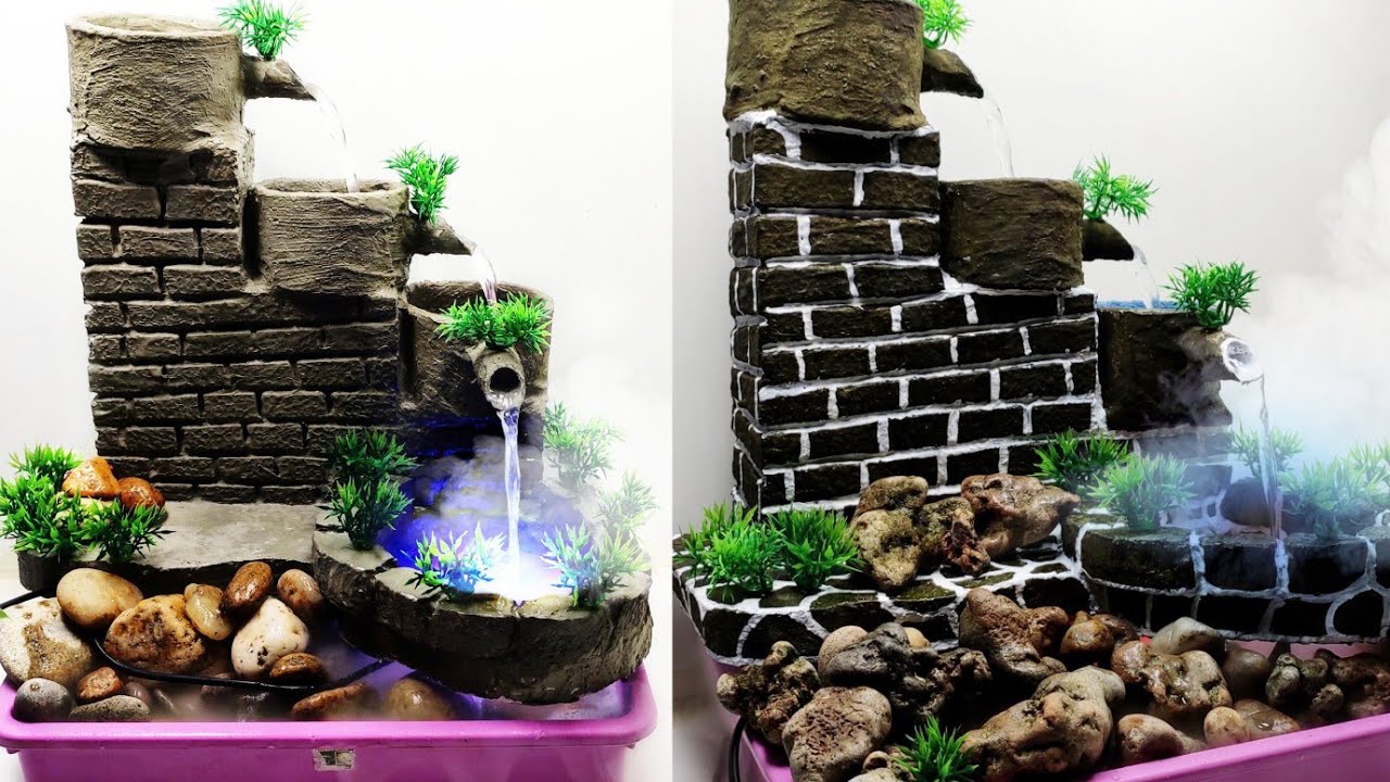 Awesome Indoor Tabletop Waterfalls Water Fountain | Cemented Life Hacks ...
