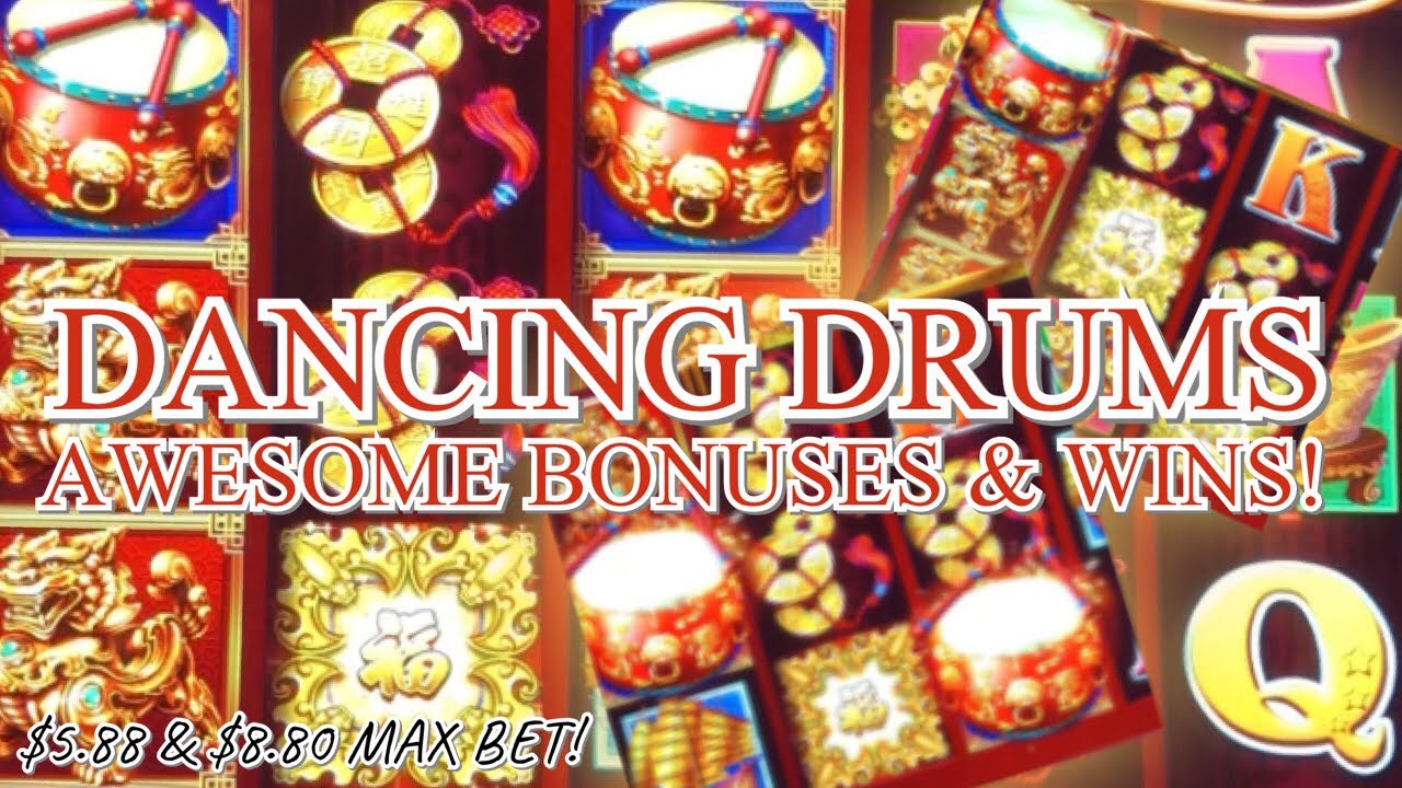 DANCING DRUMS SLOT MACHINE - AWESOME BONUSES AND WINS 😱👍😁 - YouTube