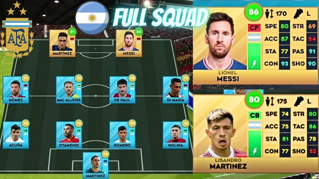 DLS 23 | ARGENTINA FULL WORLD CUP SQUAD RATINGS - YouTube
