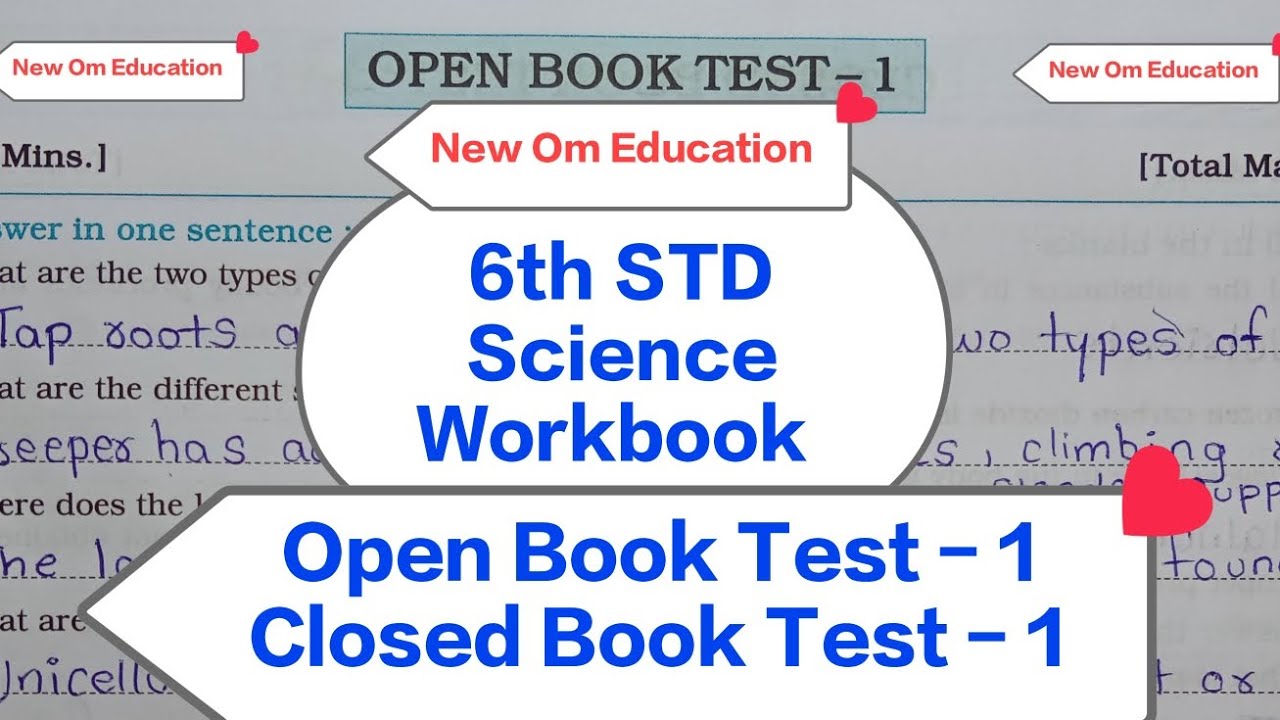 6th STD Science Workbook Open Book Test 1 & Closed Book Test 1 ...