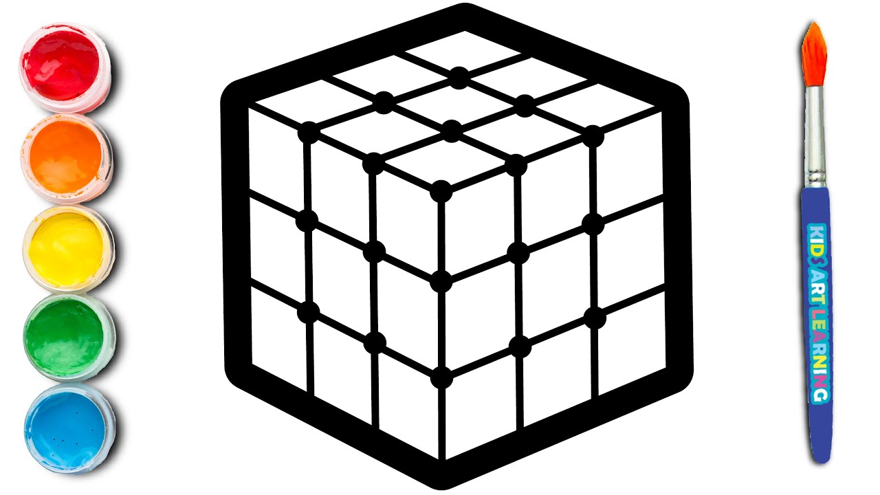 Rubik's cube drawing for kids and toddlers-easy drawing for kids - YouTube