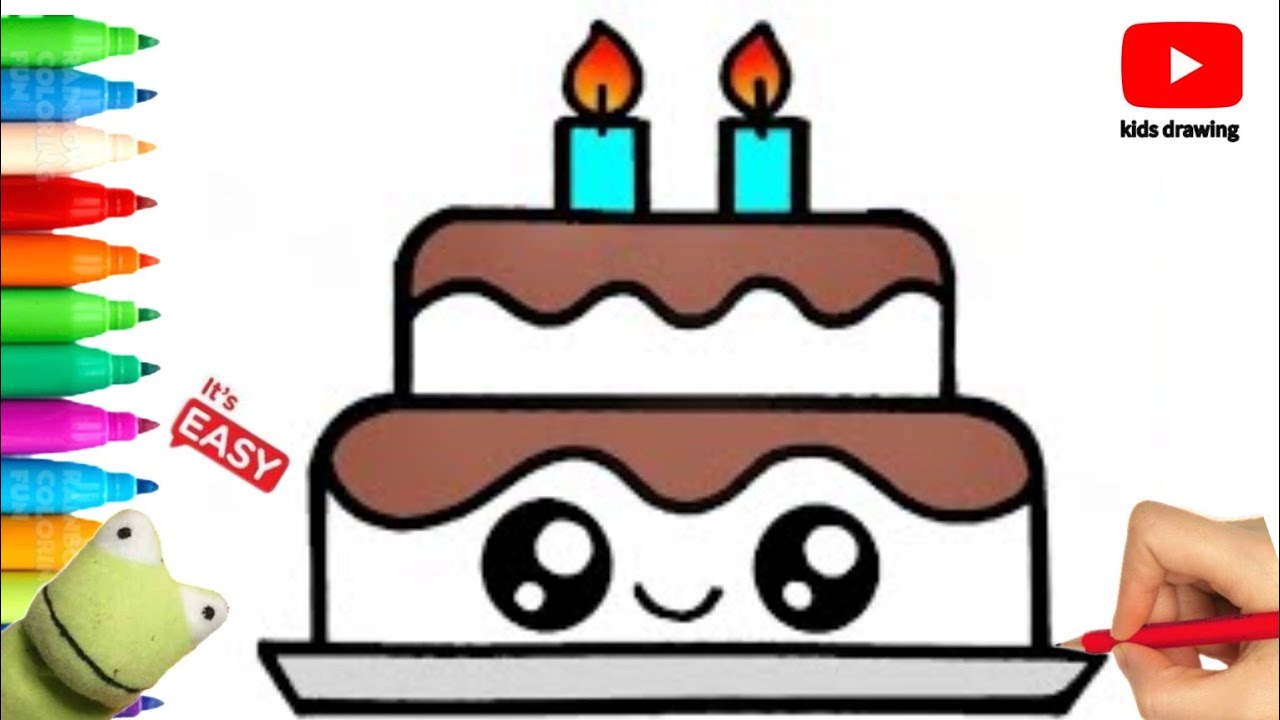 How to Draw a Cute Cake || Simple drawing Step by Step for Beginners ...