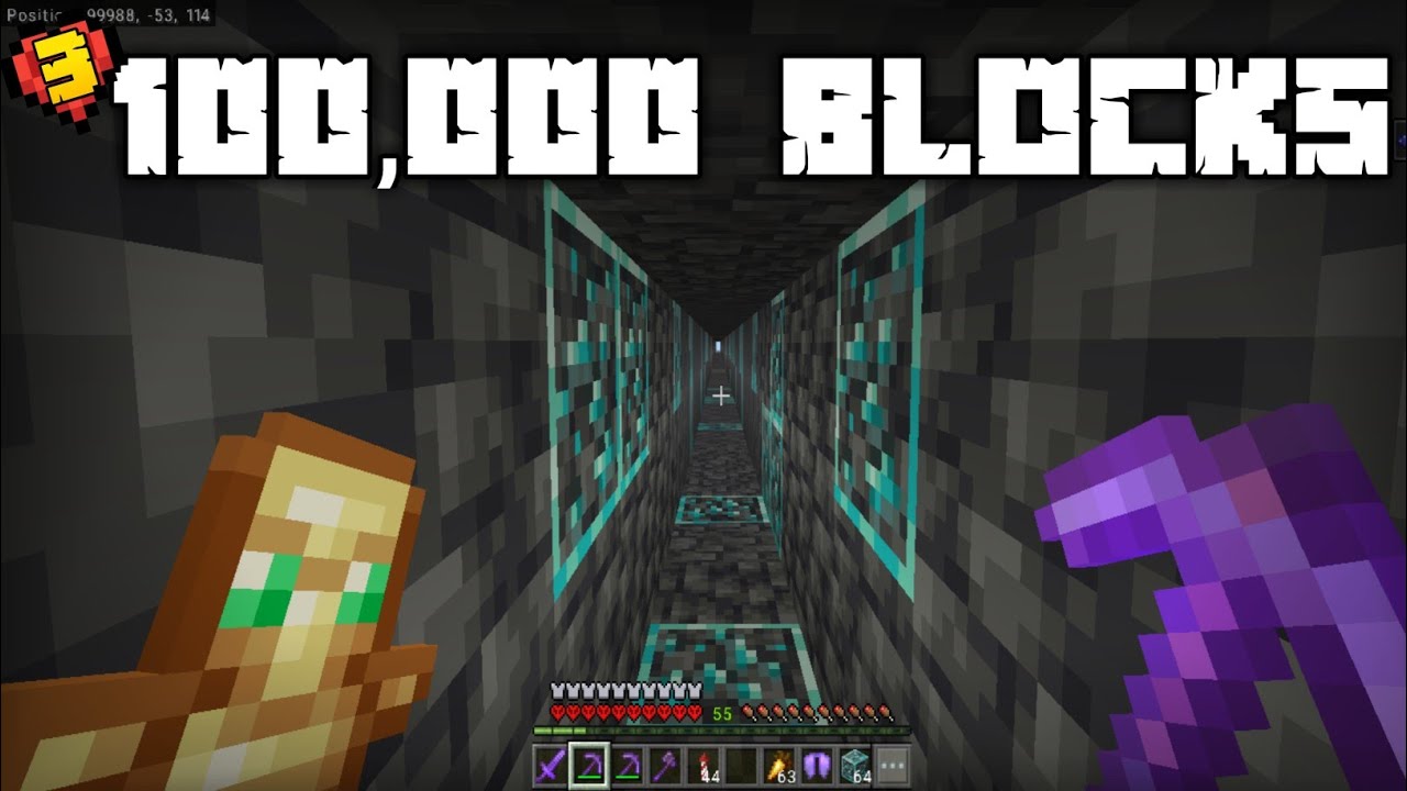 I Mined For 100,000 Blocks in a straight line in Minecraft Pe hardcore ...