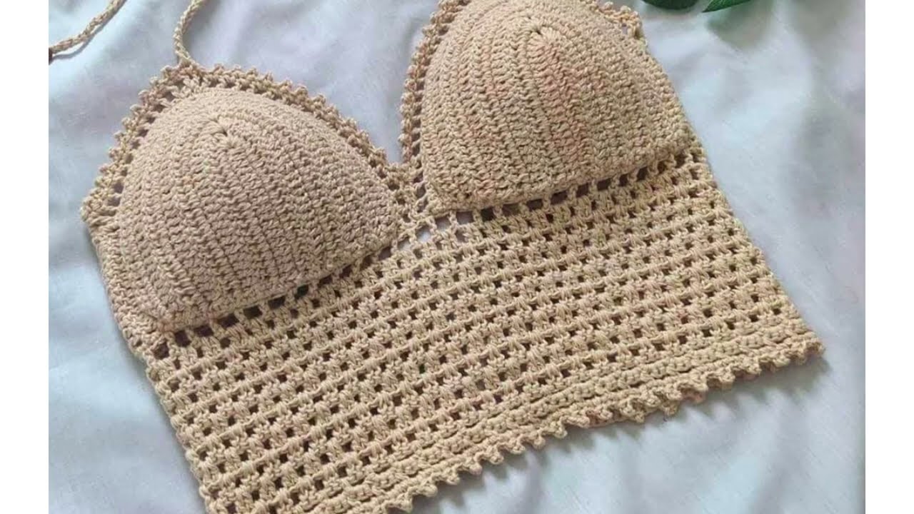 Crochet and knitting bra set design - YouTube