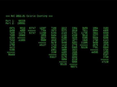 Advent of Code 2022 day 1 (in Pascal, on 8-bit CP/M) - YouTube