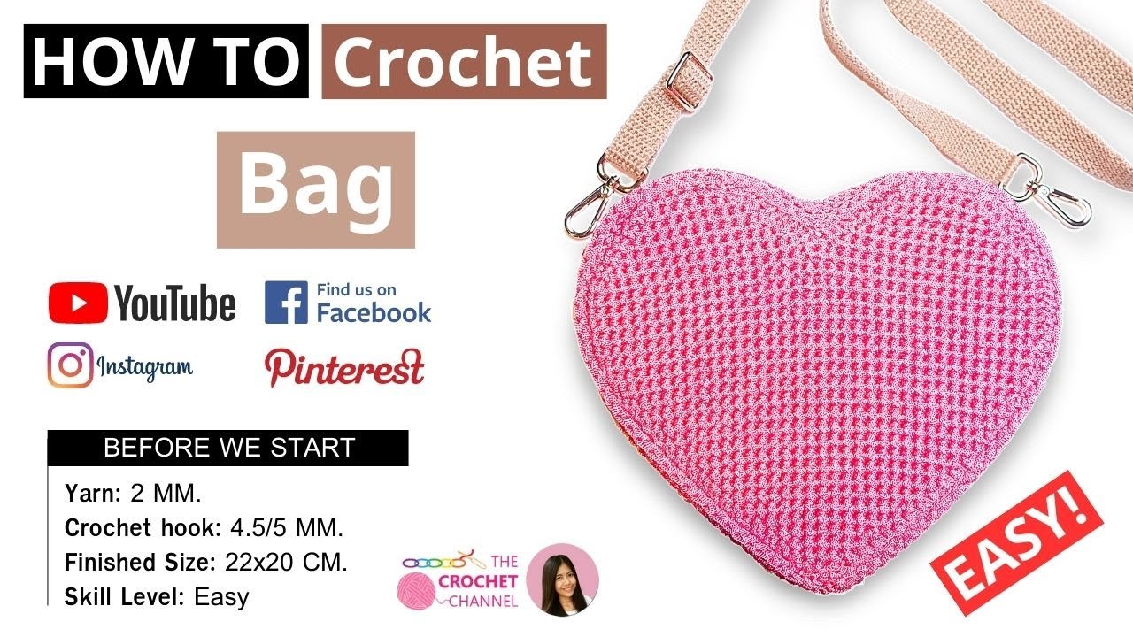 How to Crochet a Heart Bag - YouTube