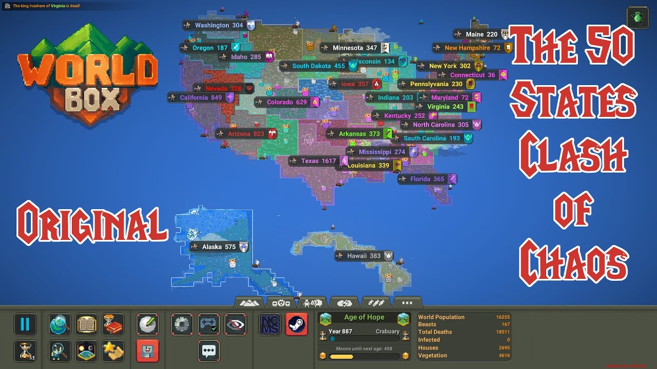 [Worldbox] The 50 States Clash of Chaos - Worldbox World Domination ...