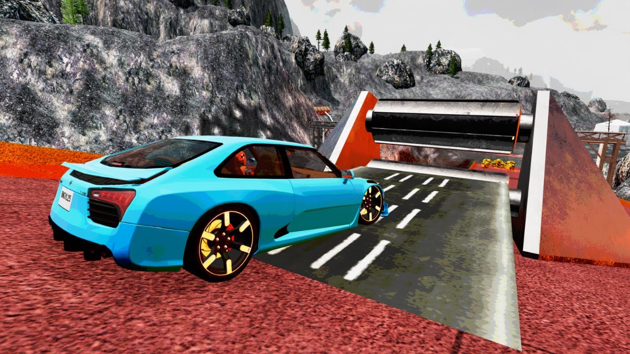 BeamNG Drive - Fast Cars Insane Stunts VS Multiple Objects | Cars Test ...