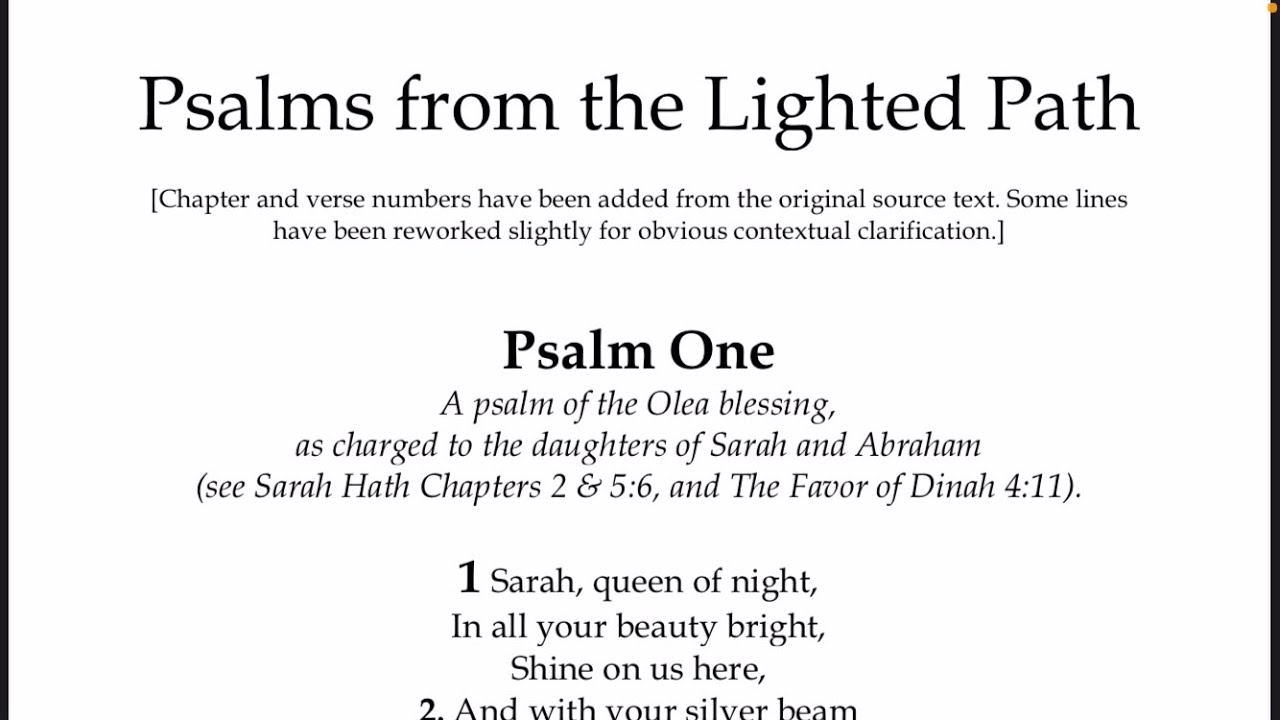 Communal Study & Prayer: The Psalm of Sarah | Psalm 1 of Psalms from ...
