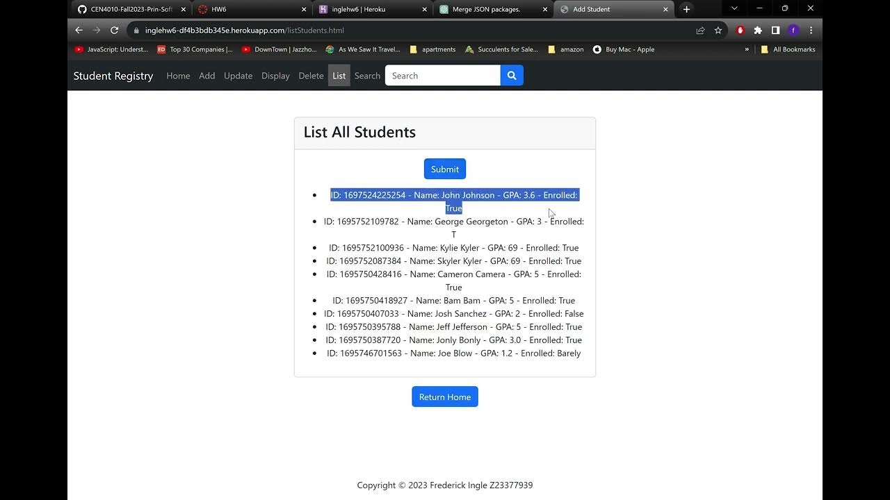 Student Registry App Demo - YouTube