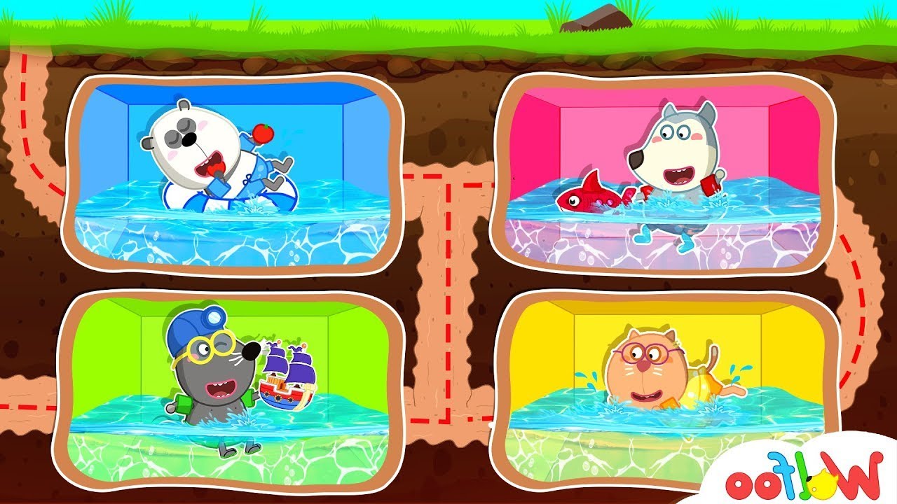 Wolfoo Has Fun Playtime With Four Colors Swimming Pool Challenge ...