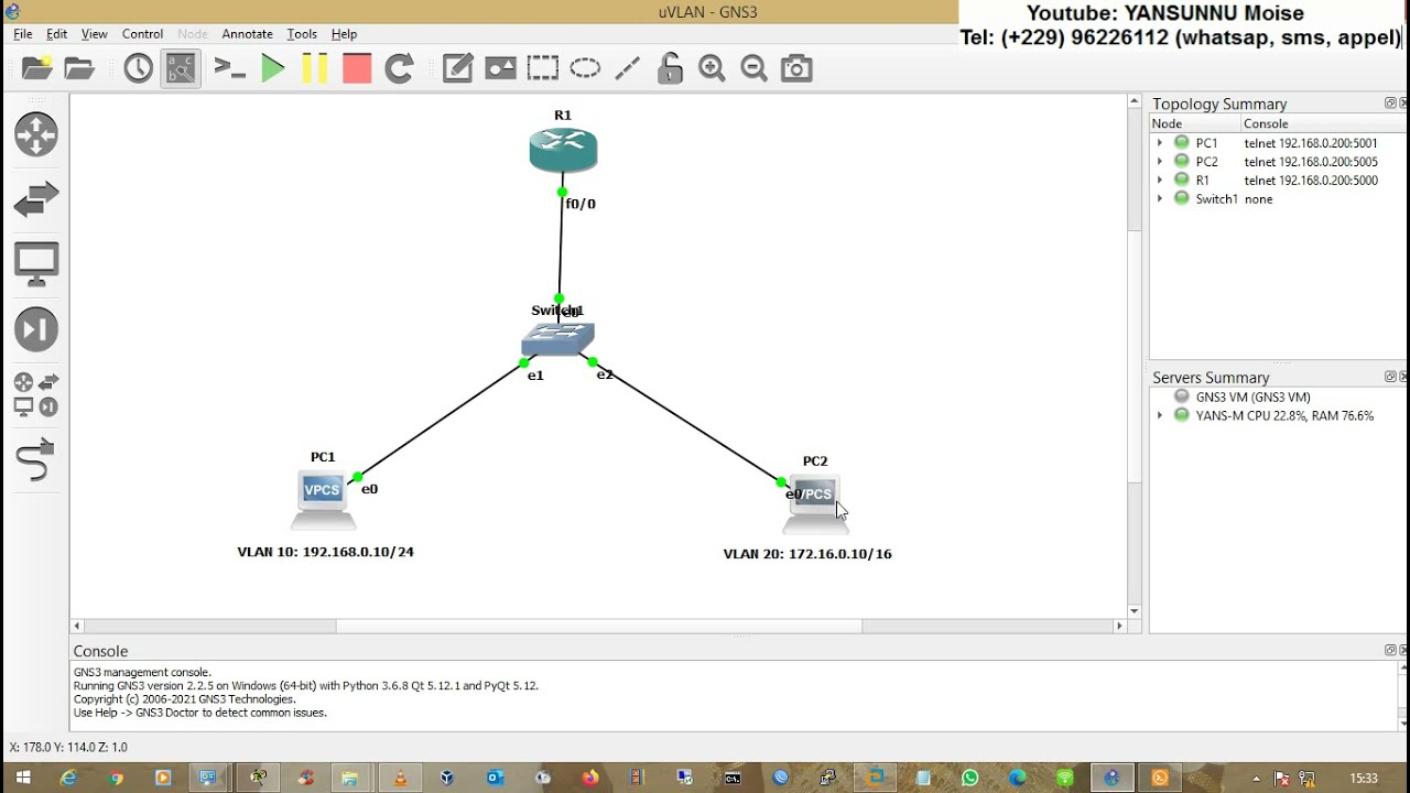 Gns3 Configuration De Vlan Sur Un Switch Non Manageable Youtube
