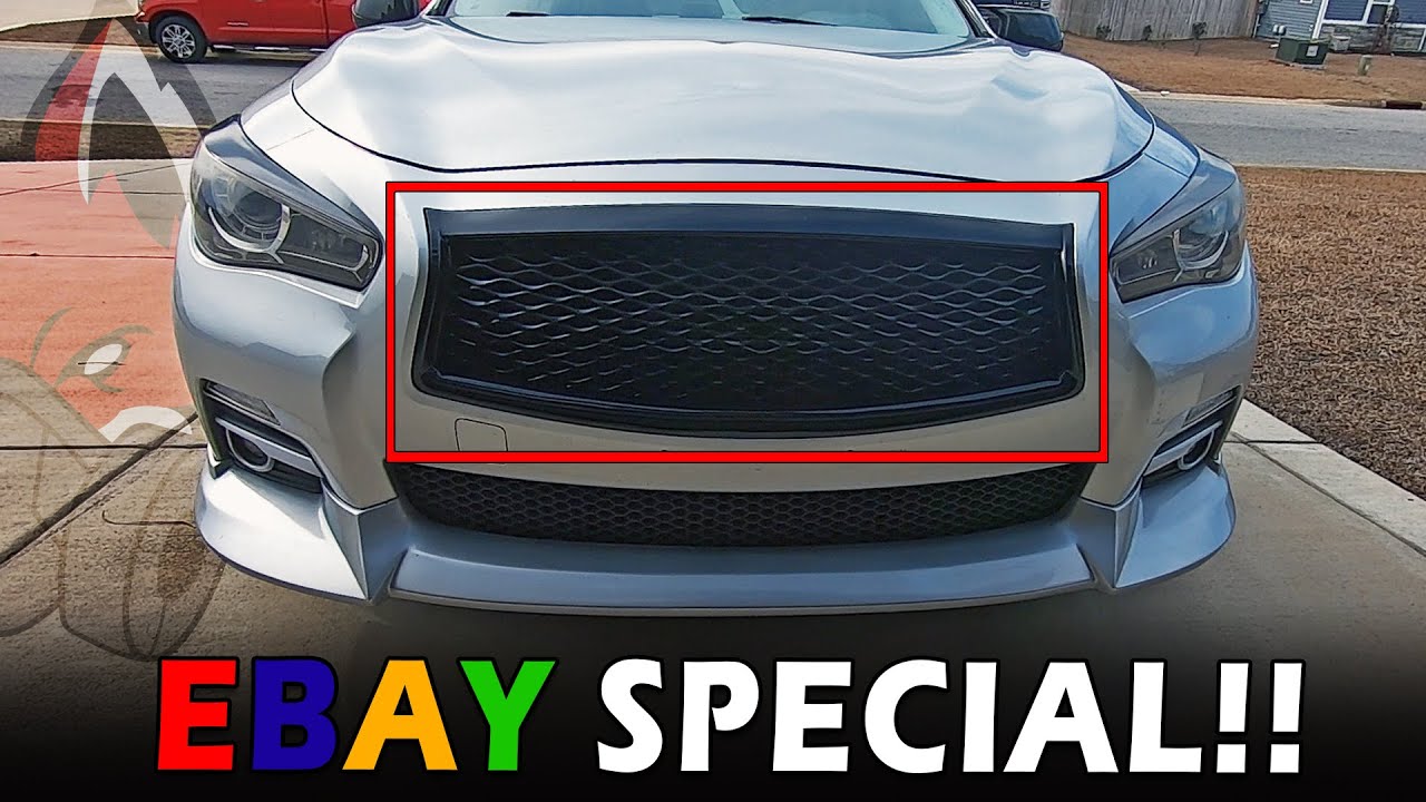 eBay Special! Q50 Emblem-less Gloss Black Grille REVIEW! - YouTube