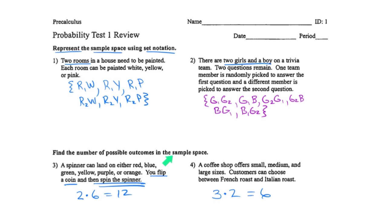 Probability Test 1 Review Page 1 - YouTube