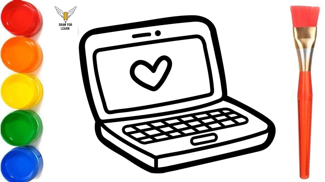 How to Draw laptop drawing, Painting and Coloring for Kids & Toddlers ...