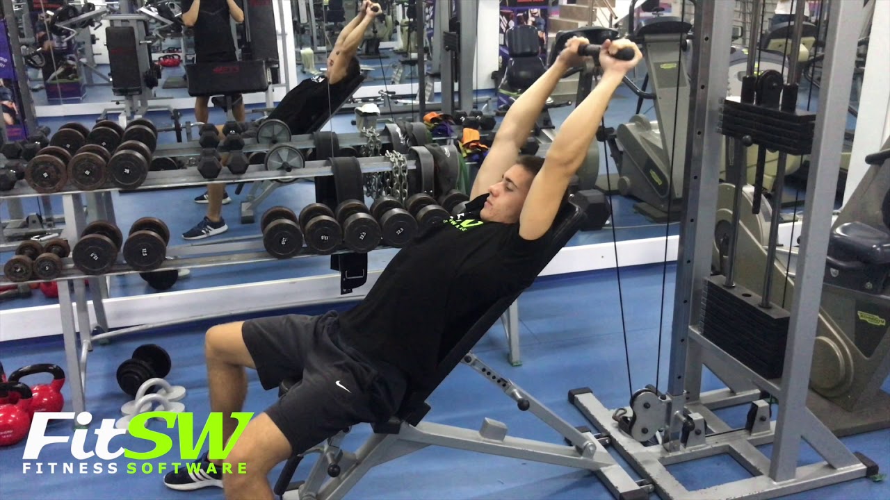Cable Incline Tricep Extension: Triceps, Arm Exercise Demo How-to - YouTube