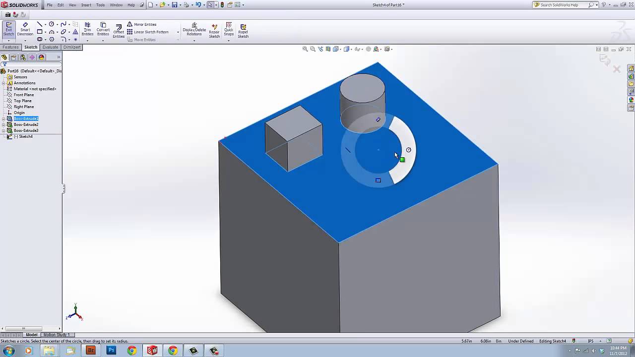 Solidworks Beginner Tutiorals 1-3 Extrude Boss-Base and Extrude Cut ...
