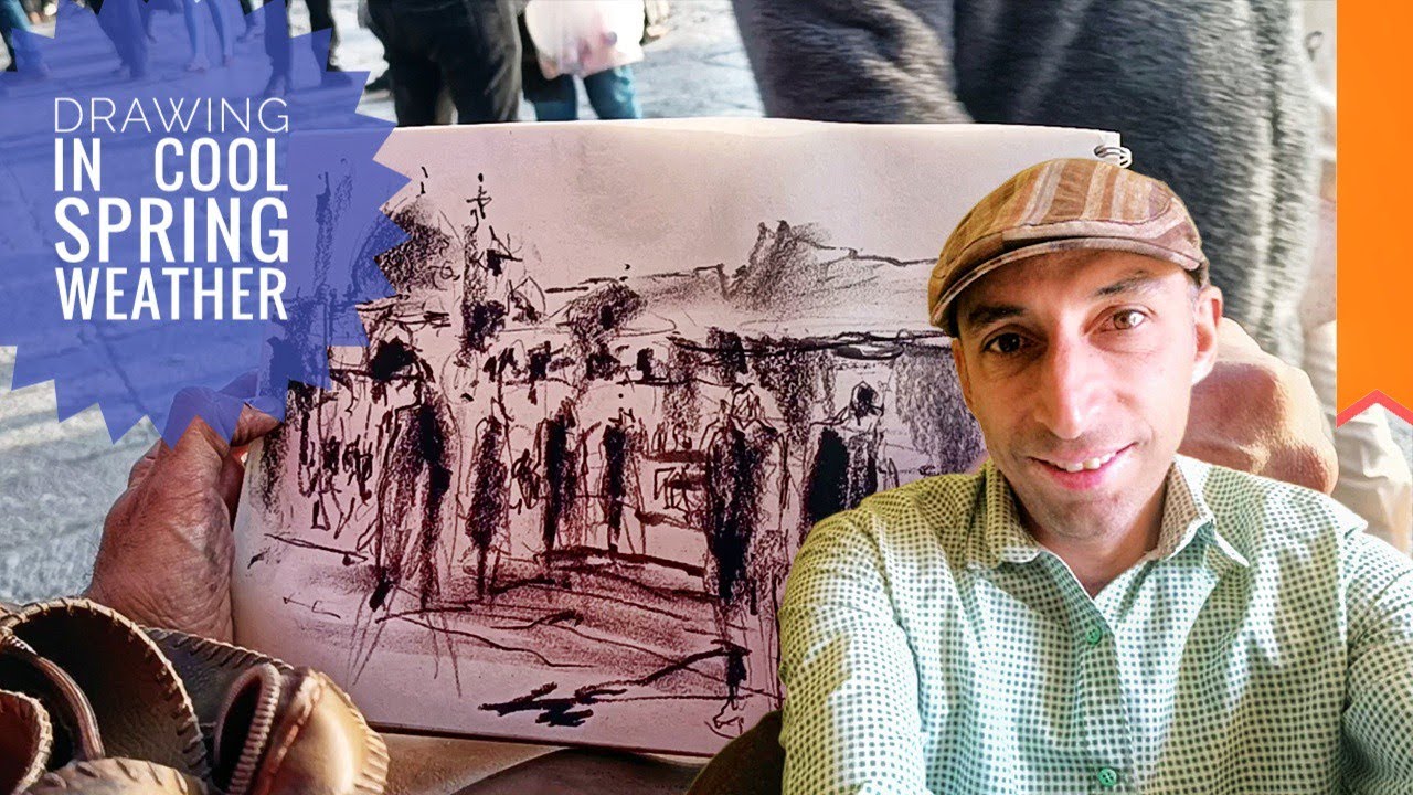 Drawing in cool spring weather - YouTube