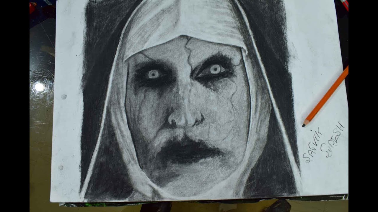 Drawing Valak AKA The nun TIME LAPSE : I DrawThings (charcoal pencils ...