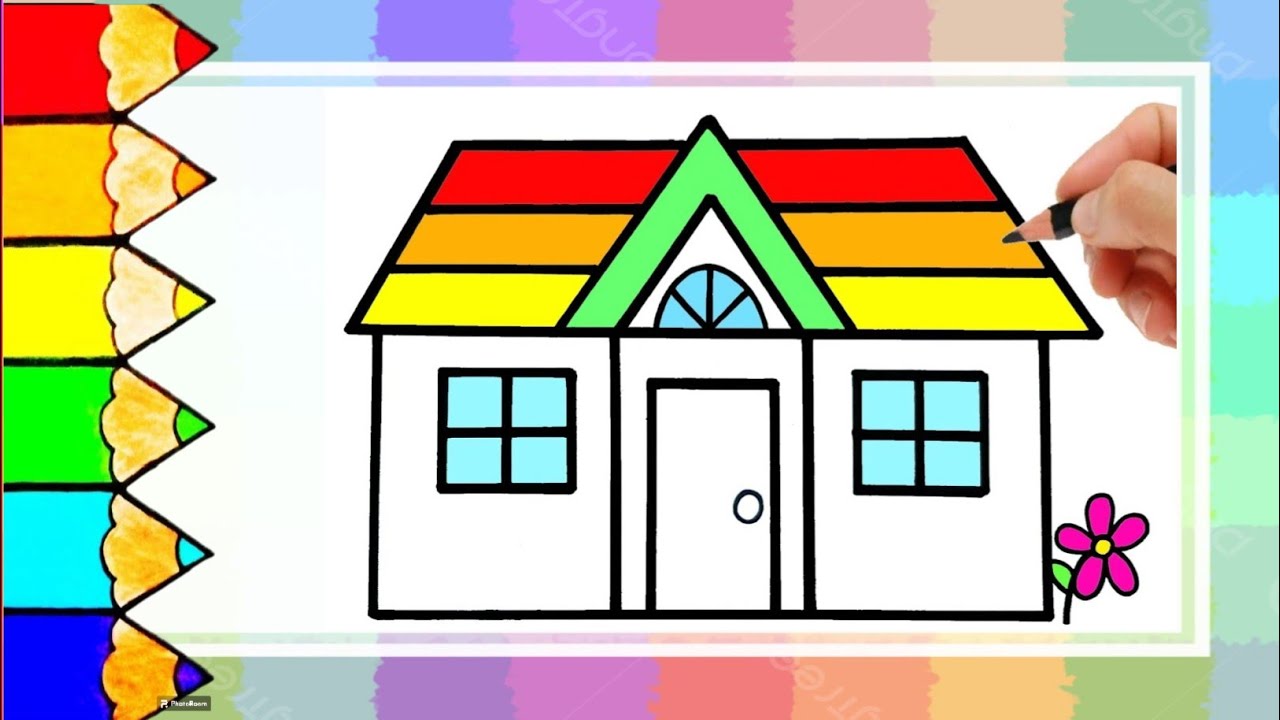 How to Draw a Rainbow House Step by Step🏠 || Beautiful House Drawing ...