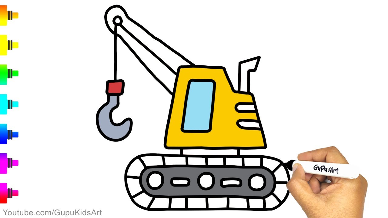 Crane machine Drawing | How to Draw JCB Crane easy - YouTube