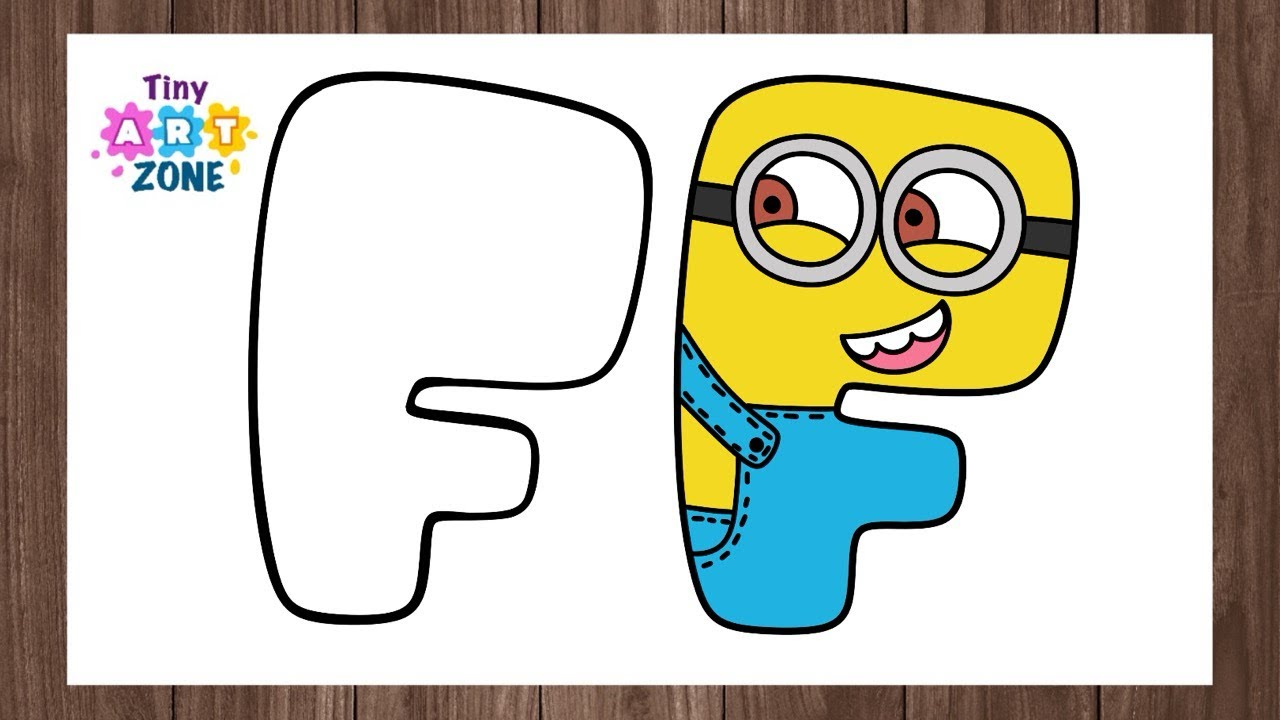 How to Draw Alphabet F Minion Cartoon Easy for Kids | Alphabet Drawing ...