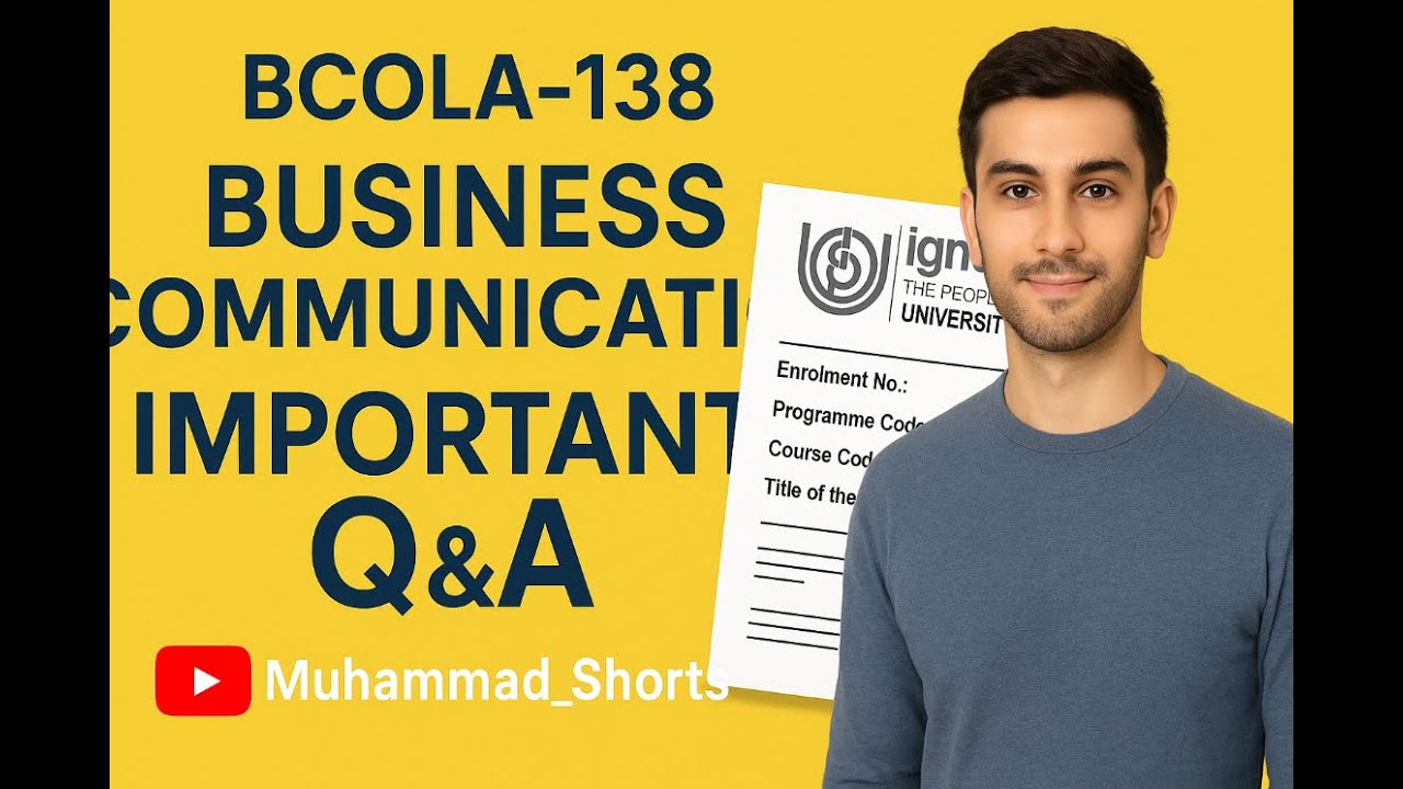 BCOLA-138 Business Communication | Important Q&A for Exam | IGNOU B.Com ...