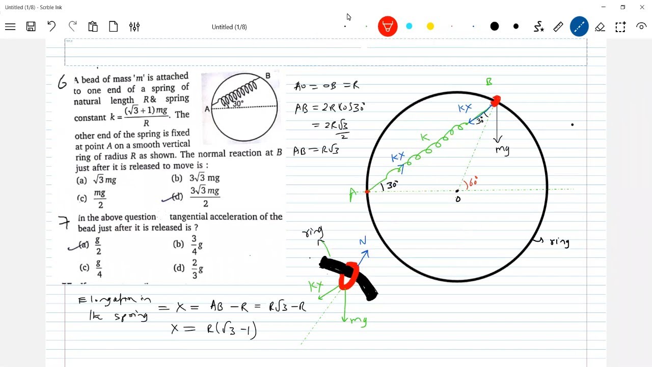 JEE Adv | 5/21) Dynamics of circular motion with spring force | motion ...