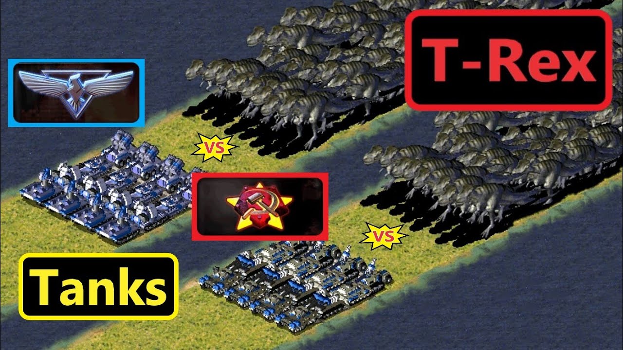 Tanks - Allied vs Soviet - T-Rex Survival - Red Alert 2 - YouTube