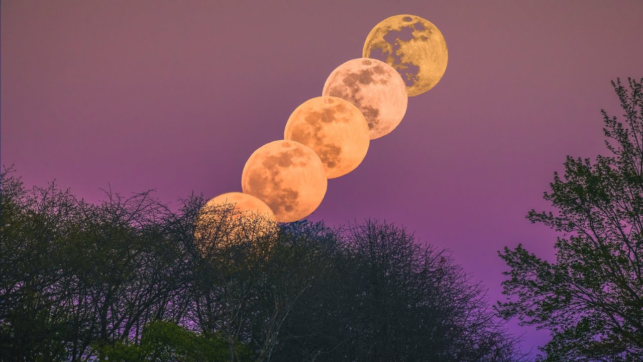 Pink Supermoon Moonrise, Moorestown, NJ, April 26, 2021 - YouTube