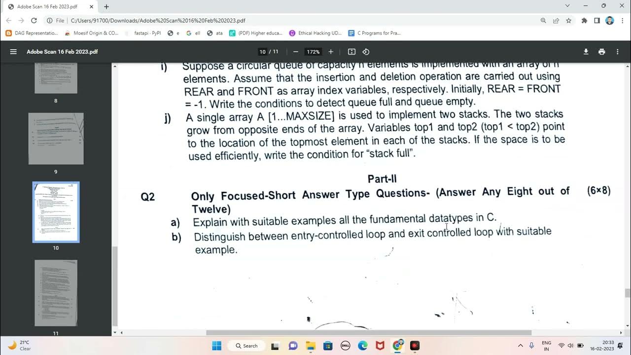 #bput #MCA C and Data Structure Previous year question - YouTube
