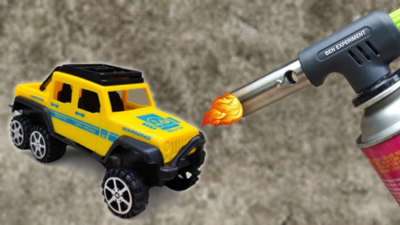 EXPERIMENT : GAS TORCH VS CAR OFFROAD YELLOW - YouTube
