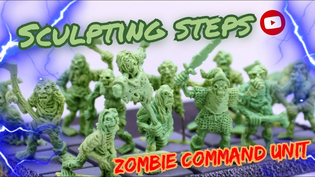 Sculpting steps of a tabletop zombie command unit - YouTube