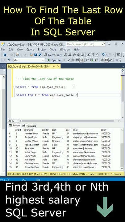 SQL Query Retrieve The Last Row Of The Table In SQL Server - YouTube