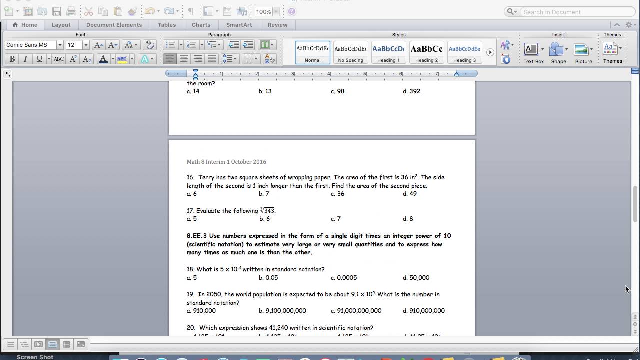 Math 8 Interim 1 - YouTube