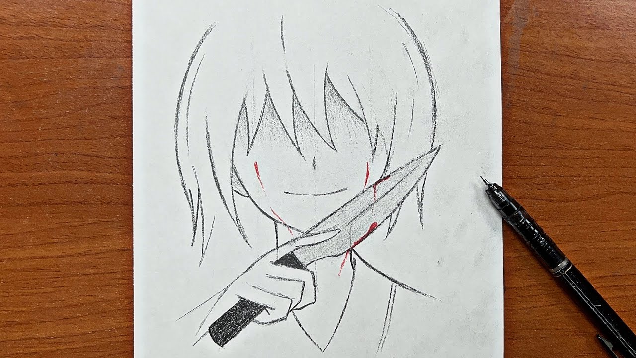 Easy to draw | How to draw creepy anime girl step-by-step - YouTube