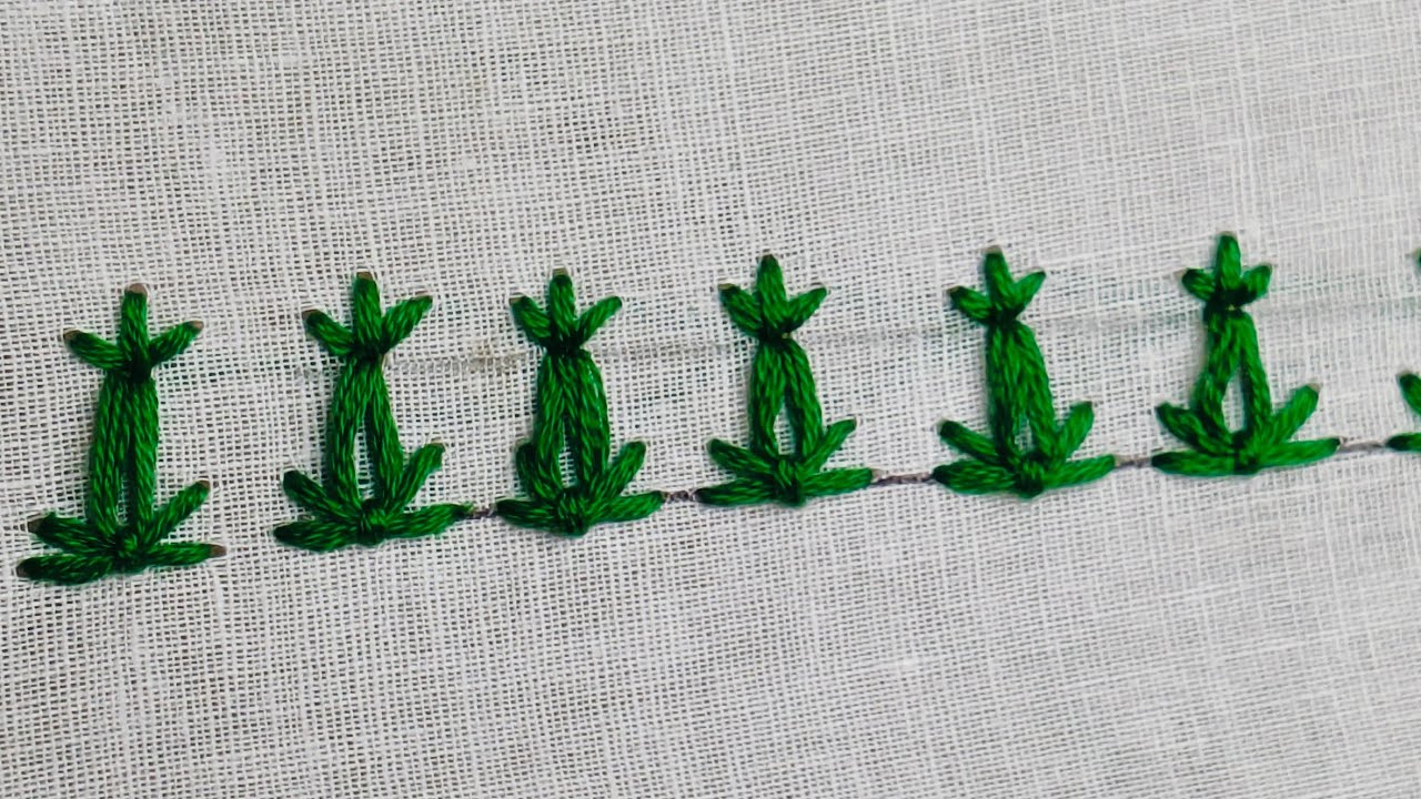 very very cute small flowers hand embroidery design// simple kadhai ...
