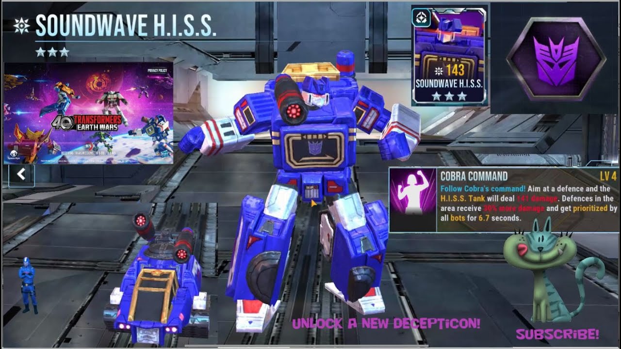 Transformers Earth Unlock Soundwave H I S S a 3 Stars Decepticon and ...