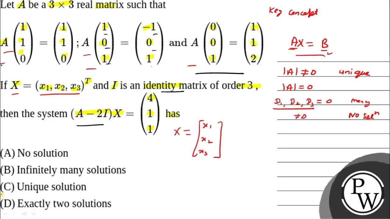 Let \(A\) be a \(3 \times 3\) real matrix such that\[A\left(\begin{array}{l}1 \\1 \\0\end{array ...