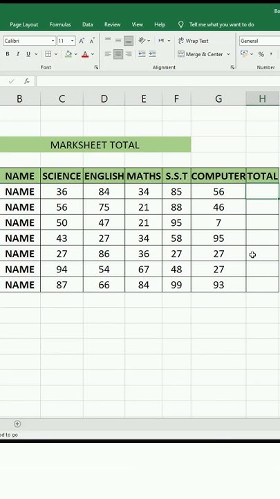 Marksheet Total In Excel Shorts Excel Exceltips Exceltutorial Exceltrick Youtube
