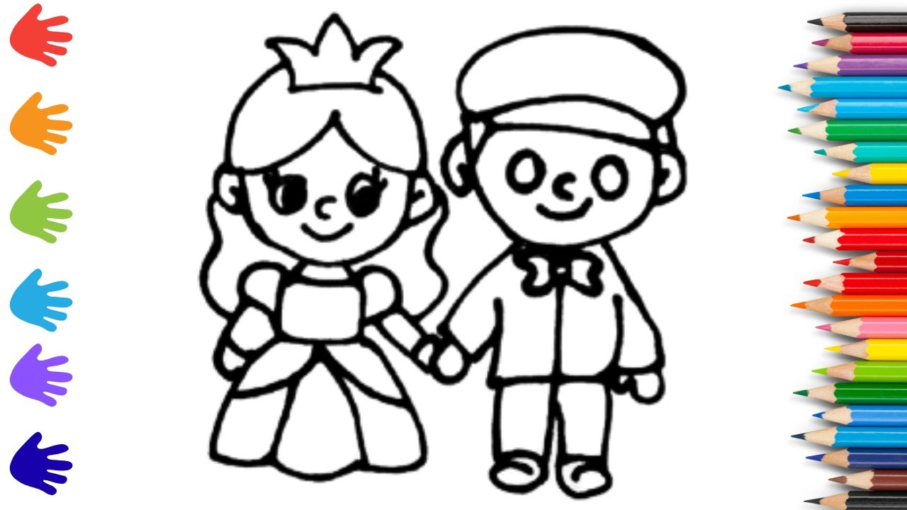 How To Draw cute prince and princess Drawing, Painting & Coloring For ...