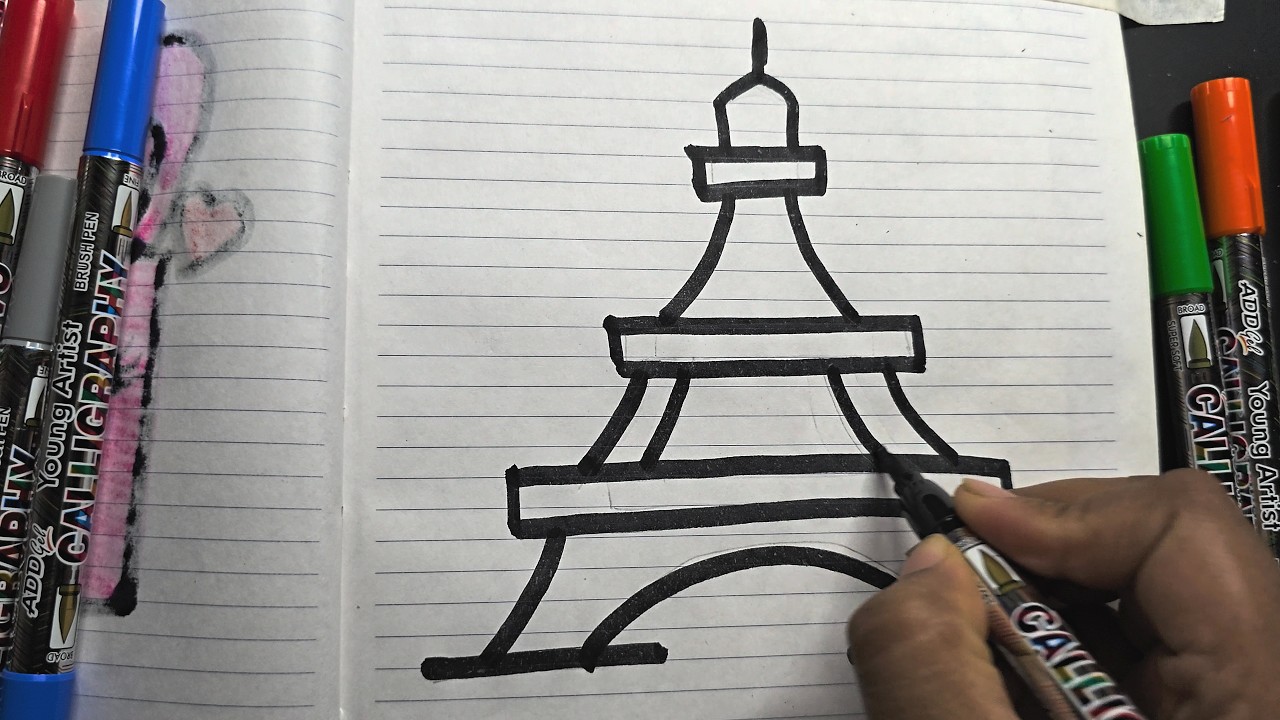 How to Draw Eiffel Tower Step by Step | Easy Eiffel Tower Drawing for ...