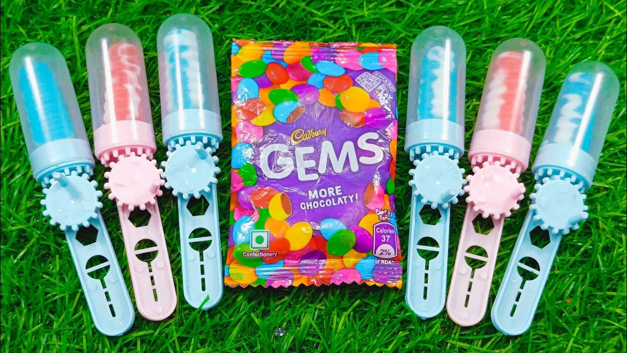 Gems Packet & Rainbow Candy Cycling Lollipop Unpacking ASMR Videos ...
