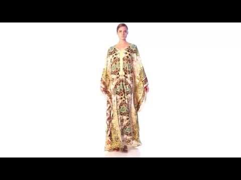 Reeta Noa jellabiya citrus green Arabic Dress For Women Free Size, Italian Print Green