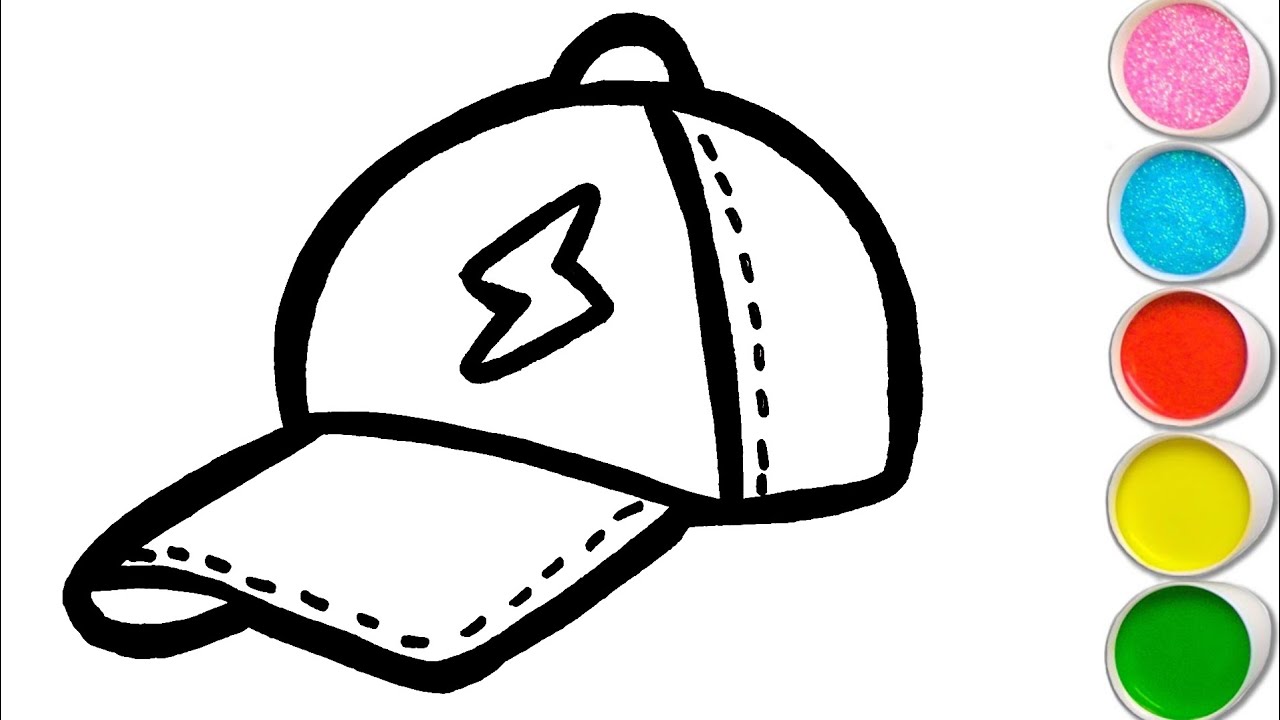 Cap drawing, colouring and painting Cap for kide, Toddlers | Let's Draw ...