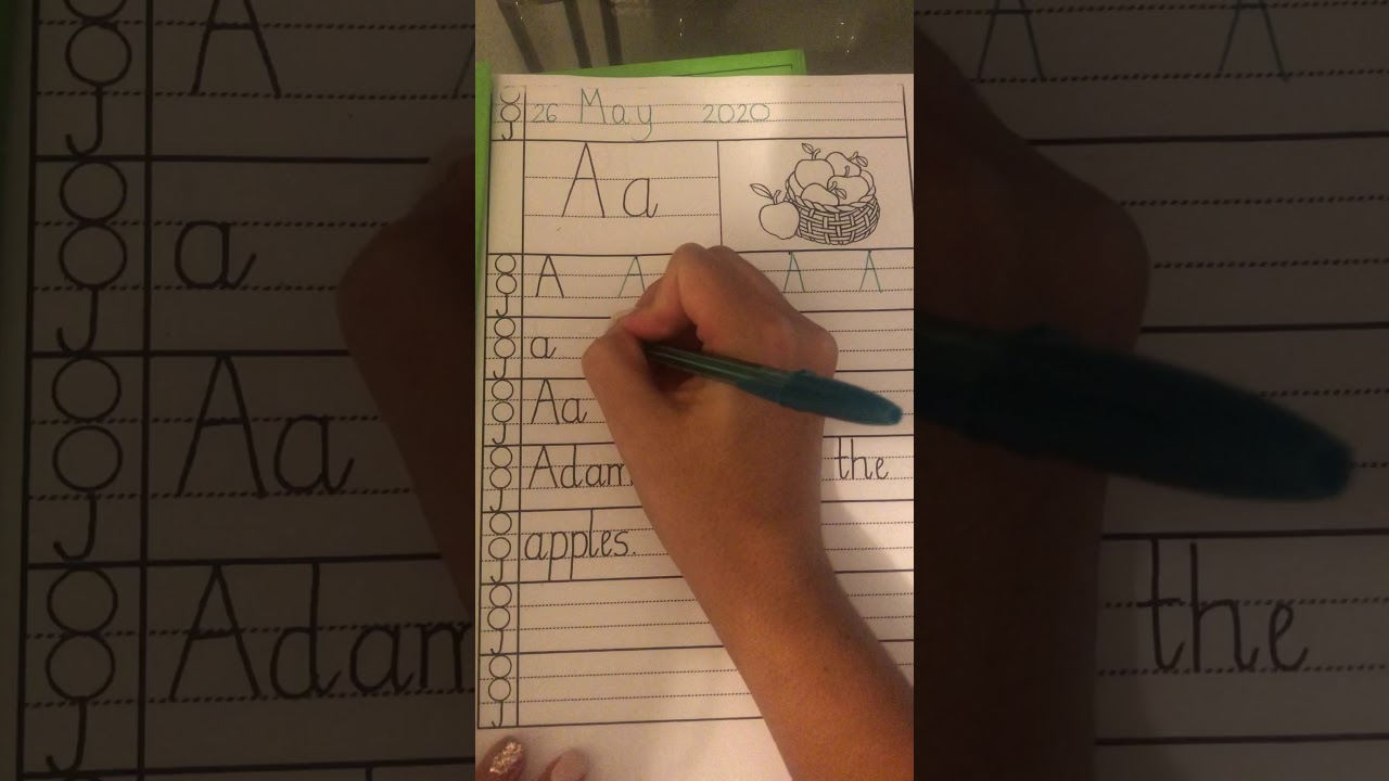 Handwriting letter A (Green Handwriting book 2) - YouTube